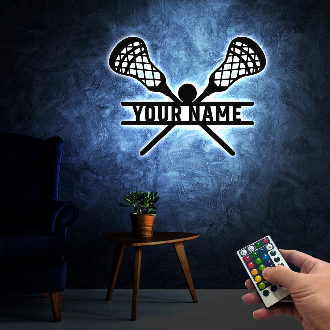 Custom Lacrosse Sticks Metal Wall Art With LED Lights, Personalized ...