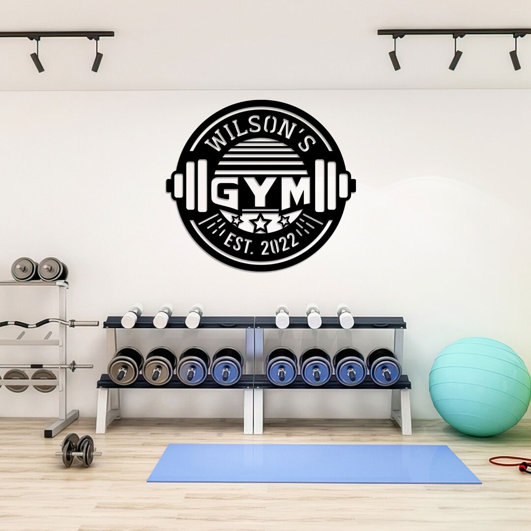 Custom Home Gym Sign With Led Lights, Gym Metal Wall Decor, Workout ...