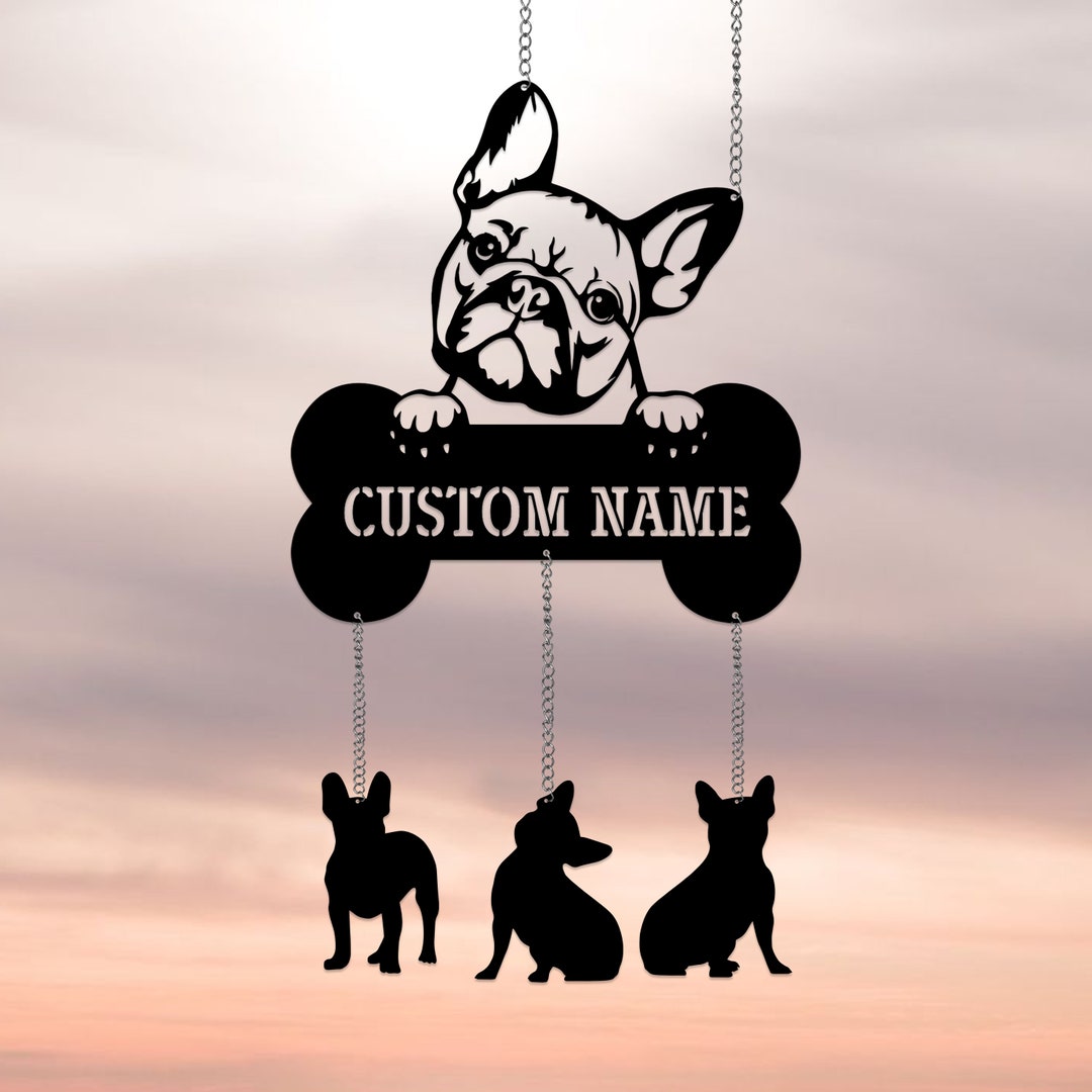 Personalized French Bulldog Wind Chime, Stainless Steel Pet Memorial ...