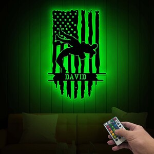 US Wrestling Metal Sign Led Light, Wrestling Coach Gift, Xmas Birthday ...
