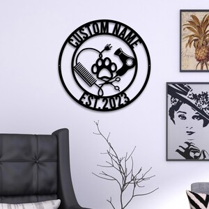 Custom Dog Grooming Sign With Led Light, Groomer Name Sign, Pet ...