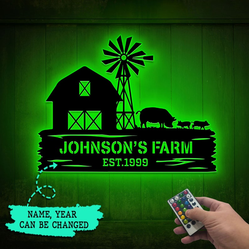 Metal Pig Farmhouse Sign With LED, Rustic Windmill Decor - Etsy