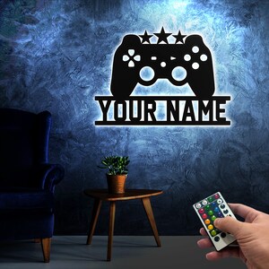 Personalized Video Game Controller With Lights, Custom Gamer Sign ...