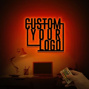 Custom Business Logo Metal Wall Art With Led Light, Business Logo Sign ...