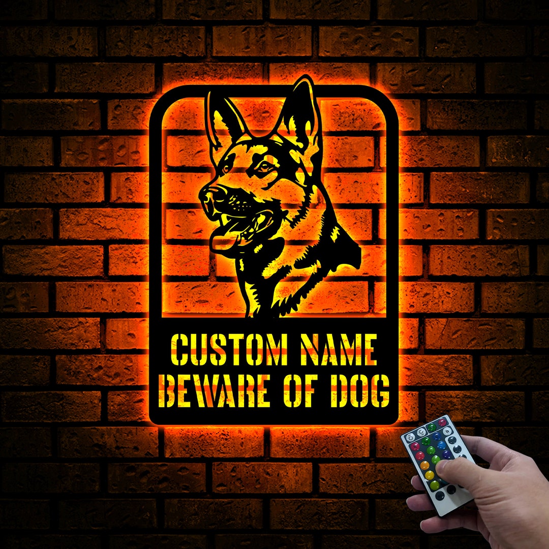 Custom Beware of Dog Sign German Shepherd, Dog Warning Sign, Caution ...
