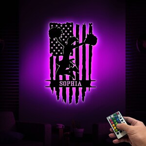 US Cheerleader Metal Sign Led Light, Cheerleading Gifts, Xmas Birthday ...