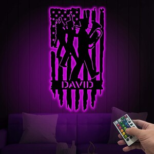 Custom Marching Band Flag Metal Sign Led Light, High School Band Name ...