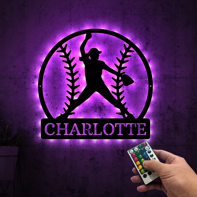 Personalized Softball Pitcher Metal Wall Art With Led Lights - Etsy