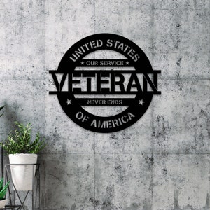 Veteran Metal Wall Art With Led Lights, Our Service Never Ends, Proud ...
