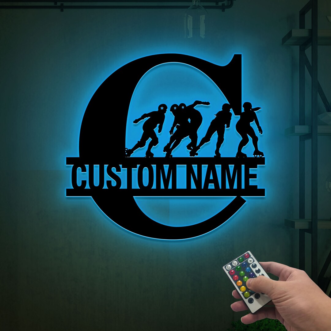 Custom Roller Derby Sign With Initial Letter and Name Led Lights ...