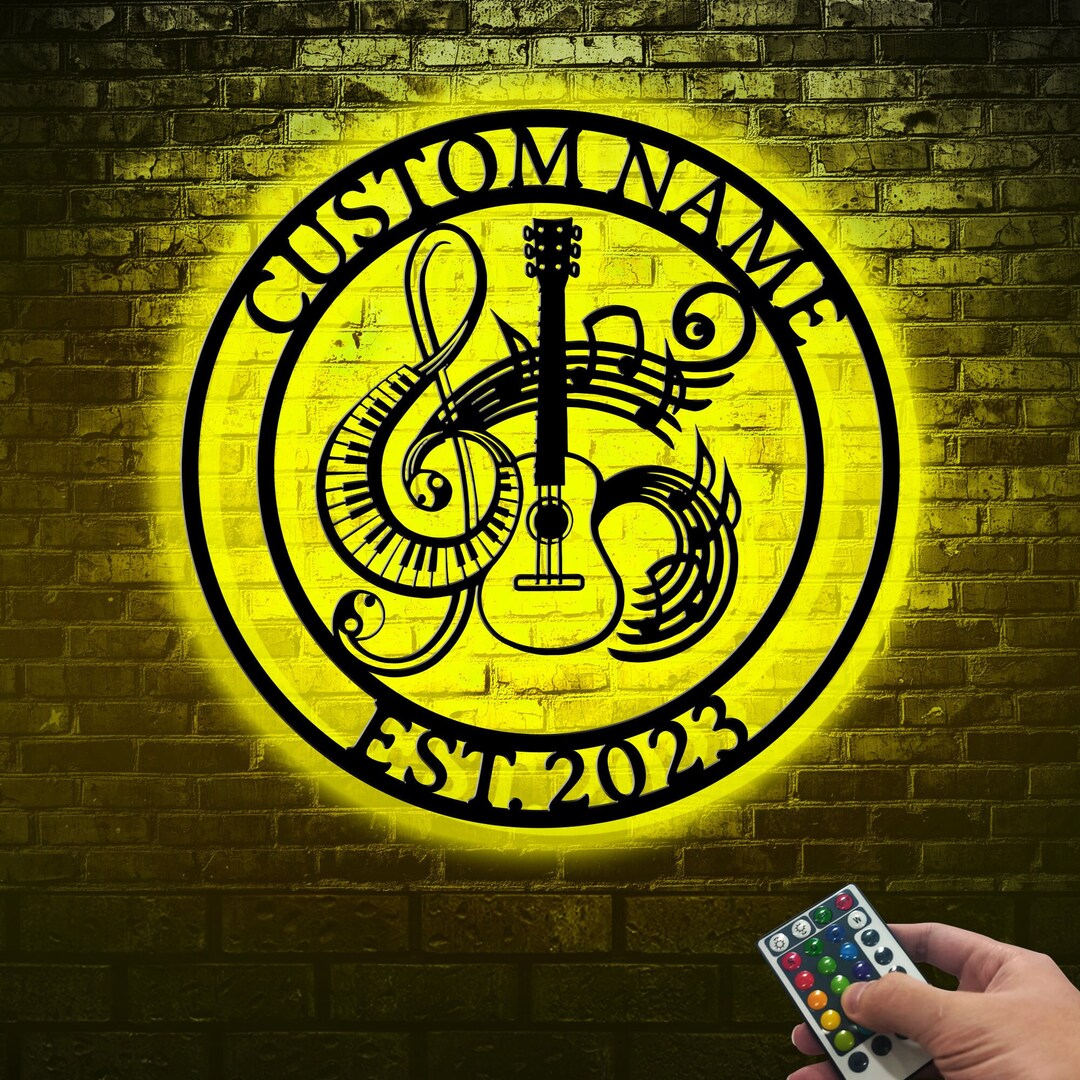 Custom Music Room Sign With Led Light, Music Studio Sign, Musician Gift ...