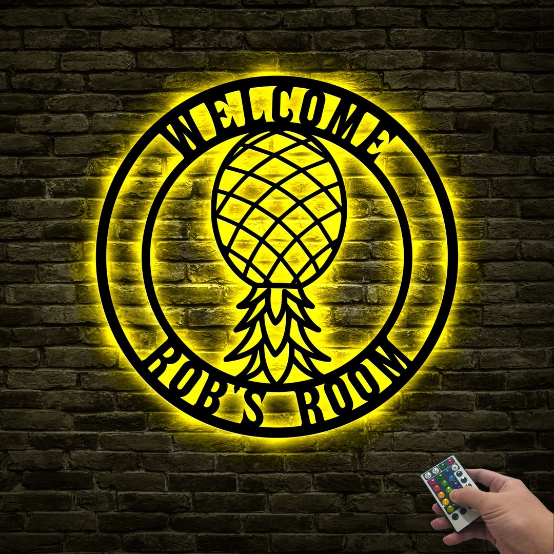 Personalized Upside Down Pineapple Metal Wall Art With Led Lights ...