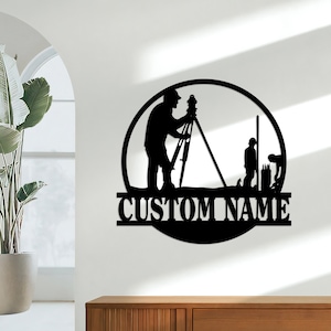 Custom Land Surveyor Metal Wall Art With Led Light, Surveyor Gift ...