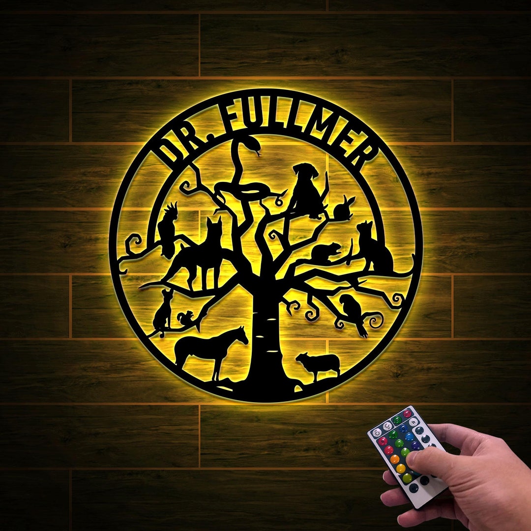 Personalized Metal Veterinary Sign With Led Light, Veterinarian Office ...