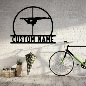 Personalized Dancer Metal Wall Art With Led Lights, Pole Dance Metal ...