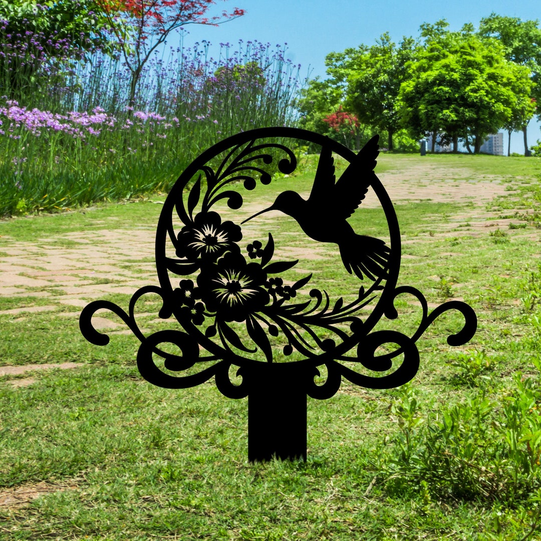 Metal Hummingbird Garden Stake, Flower Garden Sign, Yard Decor - Etsy