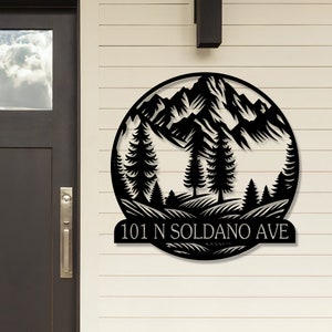 Mountain House Metal Address Plaque Customized, Mountain Address Sign ...