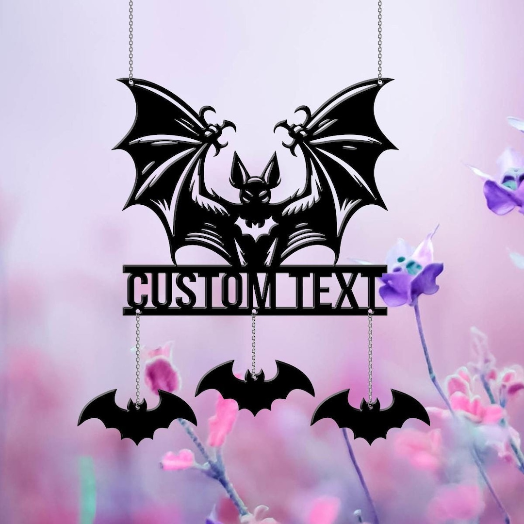 Personalized Bat Metal Wind Chime, Halloween Wind Chime Gift, Halloween ...