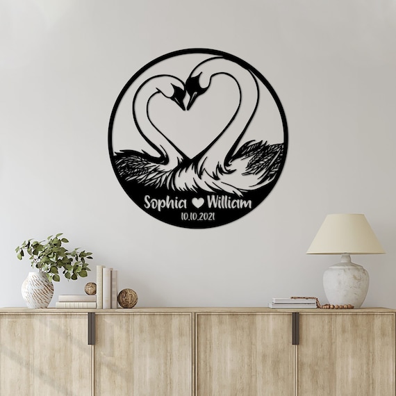 Personalized Swan Couple Metal Sign Wedding Metal Wall Art - Etsy