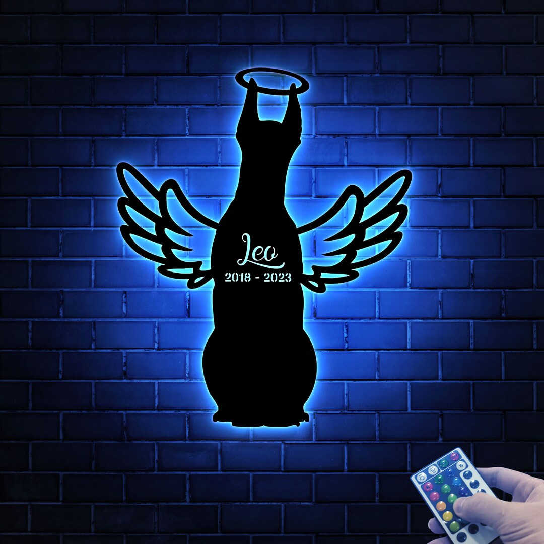 Doberman Pinscher With Wings Metal Sign Led Light, Doberman Memorial ...