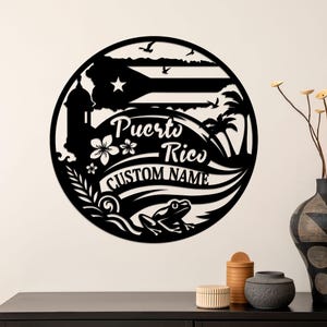 Puerto Rico Custom Metal Sign With Led Light, Puerto Rico Flag, Coqui ...
