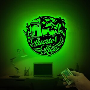 Puerto Rico Metal Wall Art With Led Lights, Puerto Rico Flag Sign ...