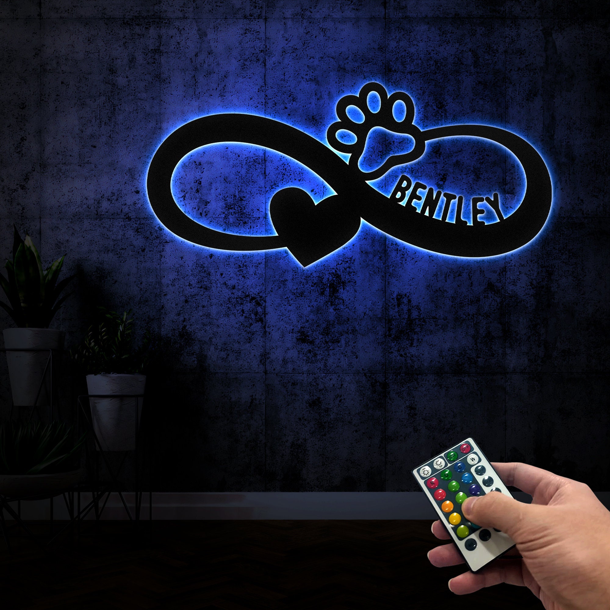 Custom Infinity Dog With Heart and Paw Metal Wall Art With - Etsy