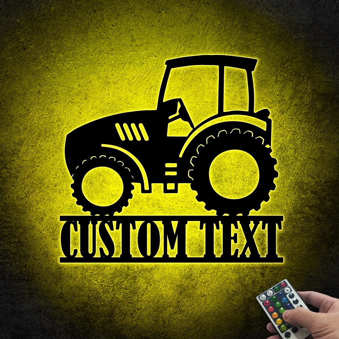 Personalized Tractor Metal Wall Art With Lights, Custom Tractor Sign ...