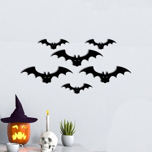 Set of 6 Bats, Funny Halloween Metal Sign, Bat Wall Decor, Bat Door ...