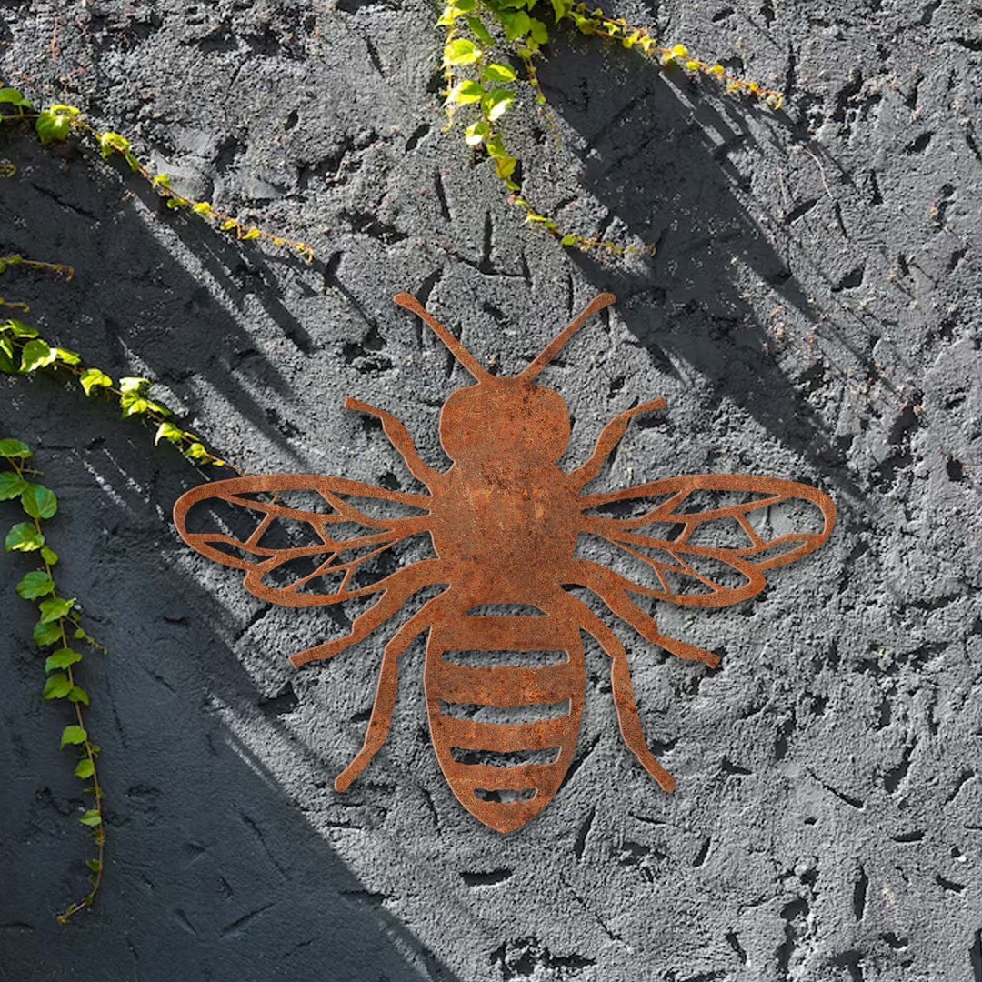 Rusty Metal Honey Bee Wall Decor, Rusty Insect Garden Sign, Rusty Bee ...