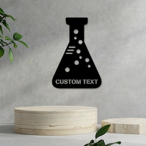 Personalized Science Beaker Metal Wall Art With Led Lights, Customized ...