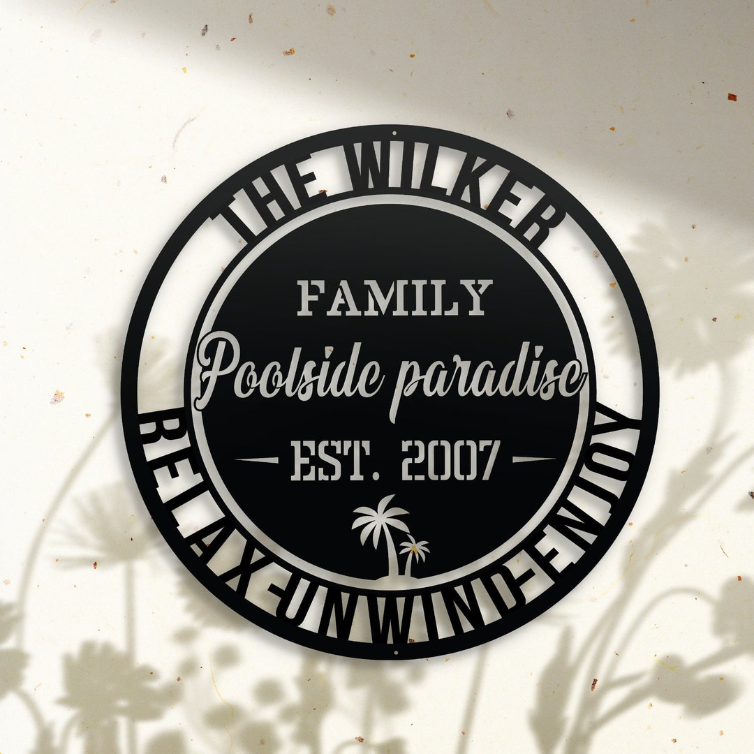 Pool Sign, Poolside Paradise Sign, Outdoor Oasis Metal Sign, Custom ...