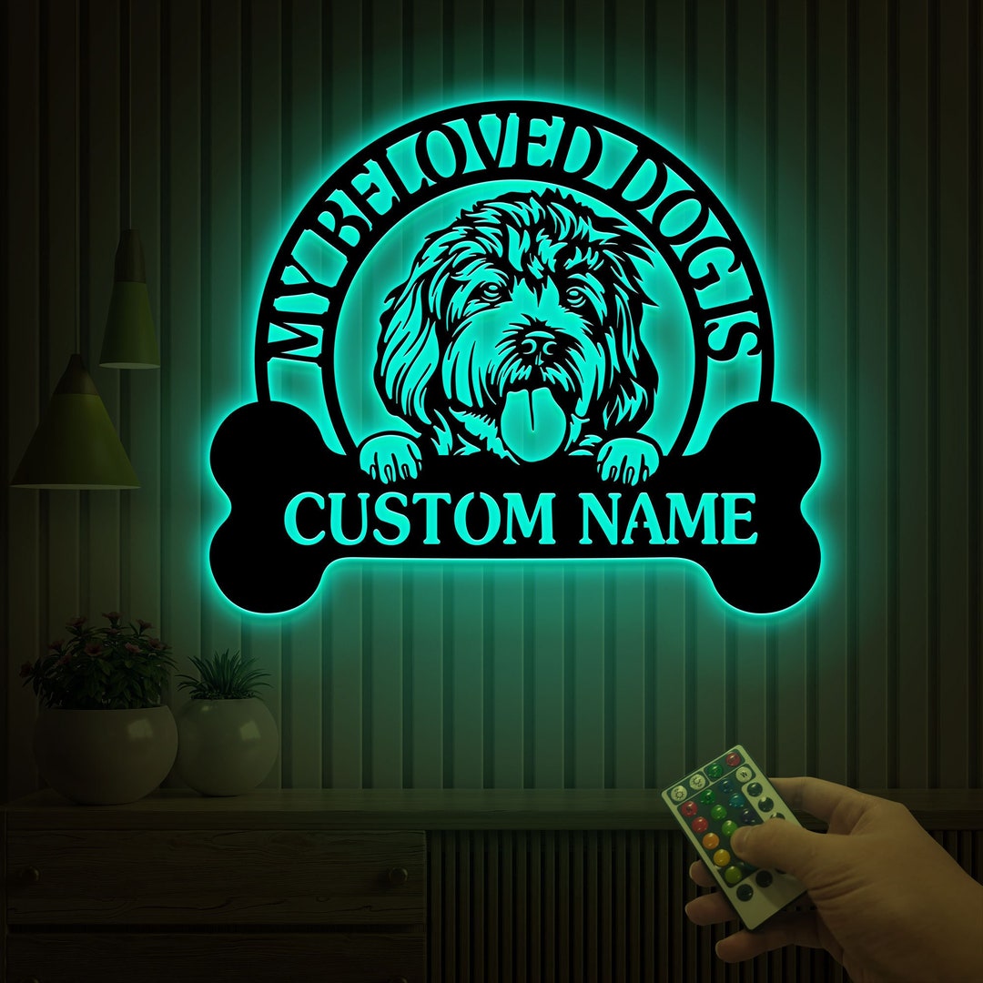 Custom Cockapoo Dog Metal Sign With Led Light, Cockapoo Gift, Cockapoo ...