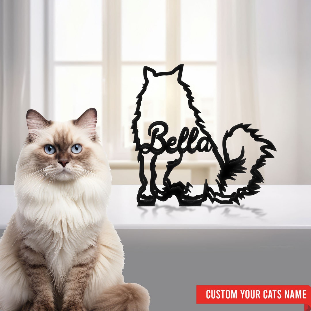 Custom Ragdoll Cat Metal Table Sign, Minimalist Sculpture Statue ...