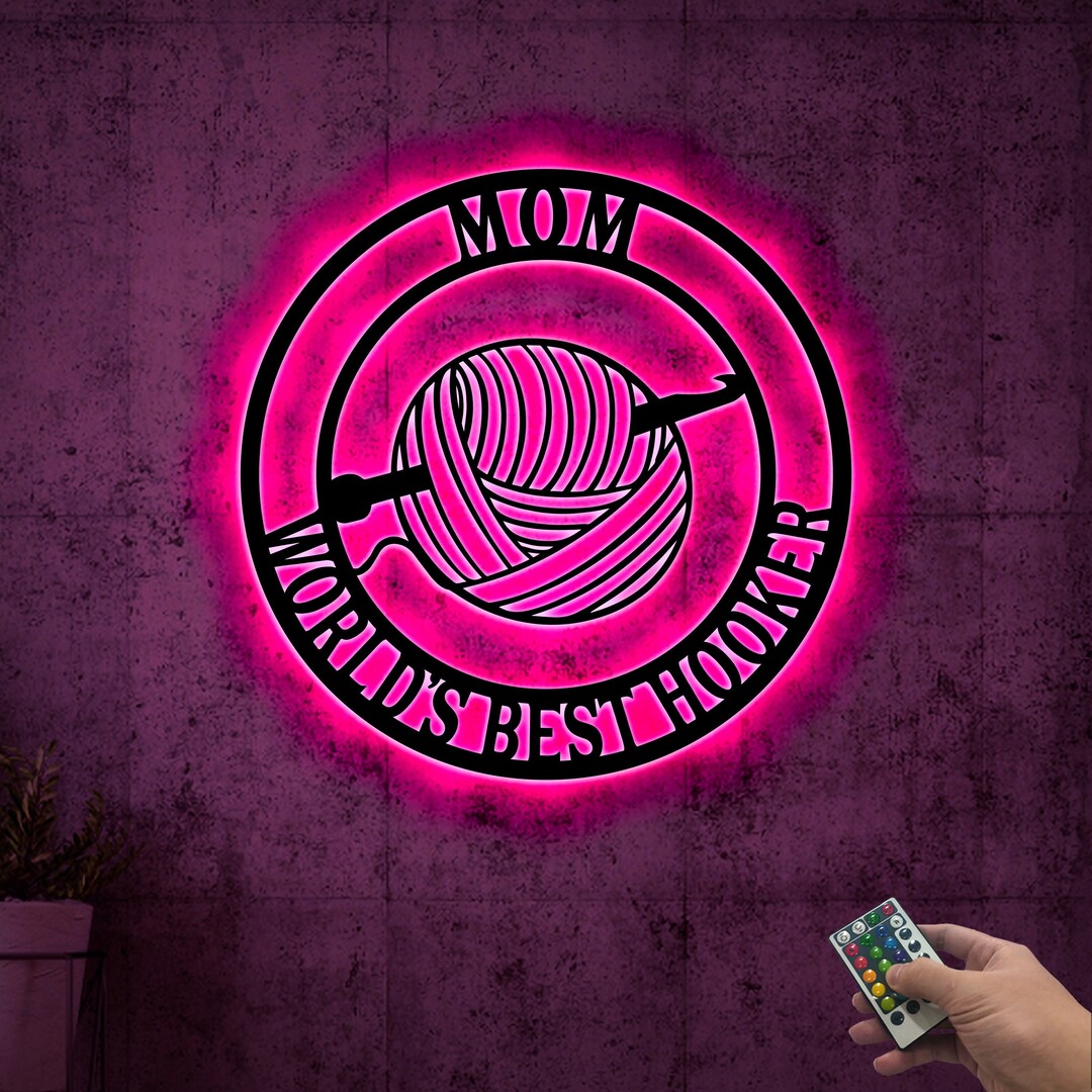 Custom Crochet Hooker Name Sign, LED Craft Room Decor - Etsy