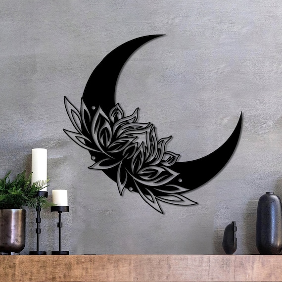 Lotus Wall Art Lotus Flower Sign Moon Flower Metal Wall Art | Etsy