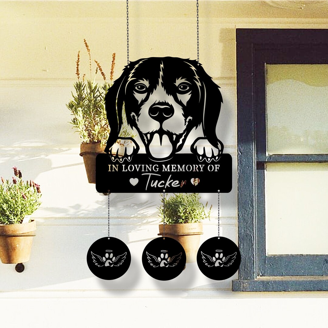 Personalized Beagle Memorial Metal Wind Chime, Loss of Beagle Dog ...