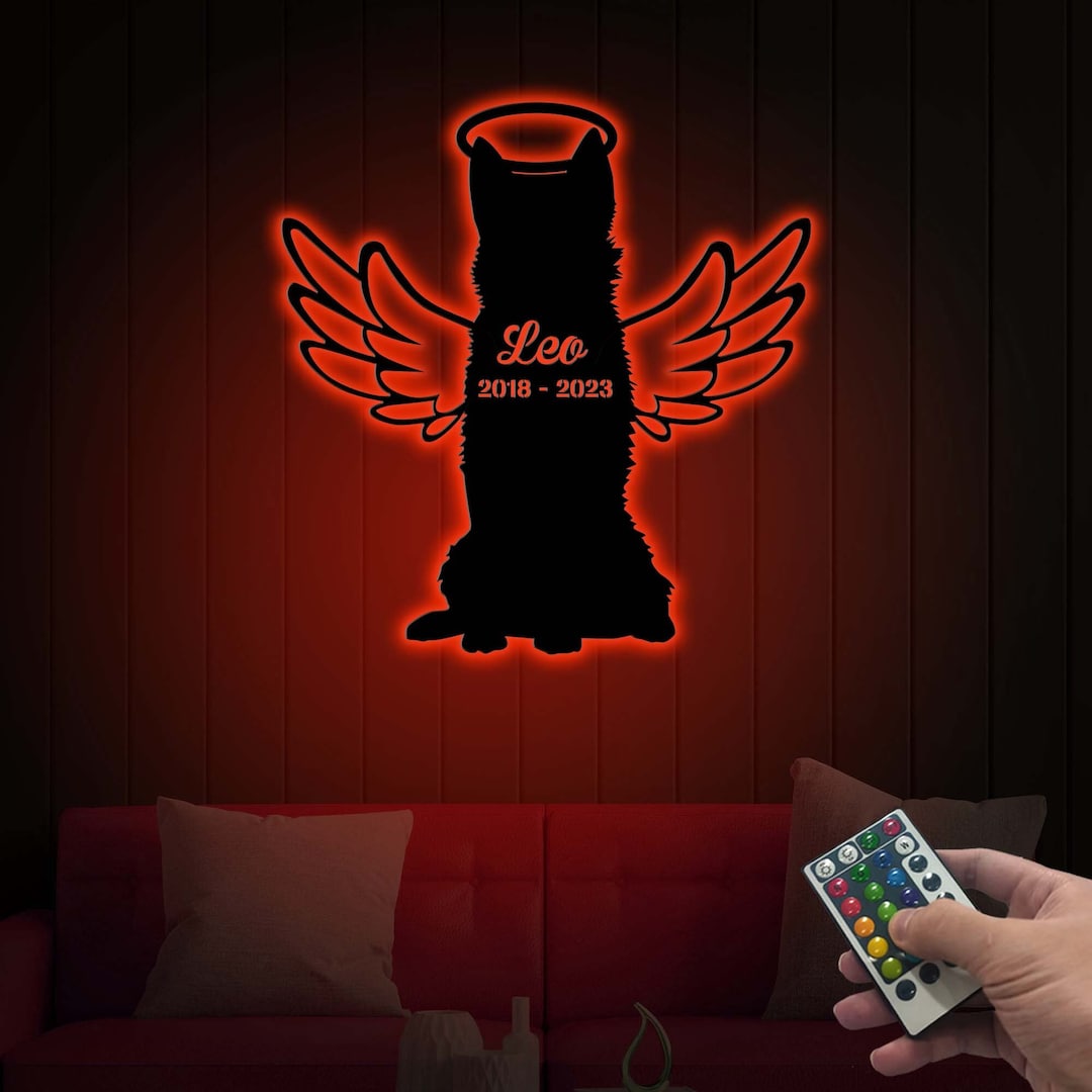 Custom Siberian Husky With Wings Metal Sign Led Light, Siberian Husky ...