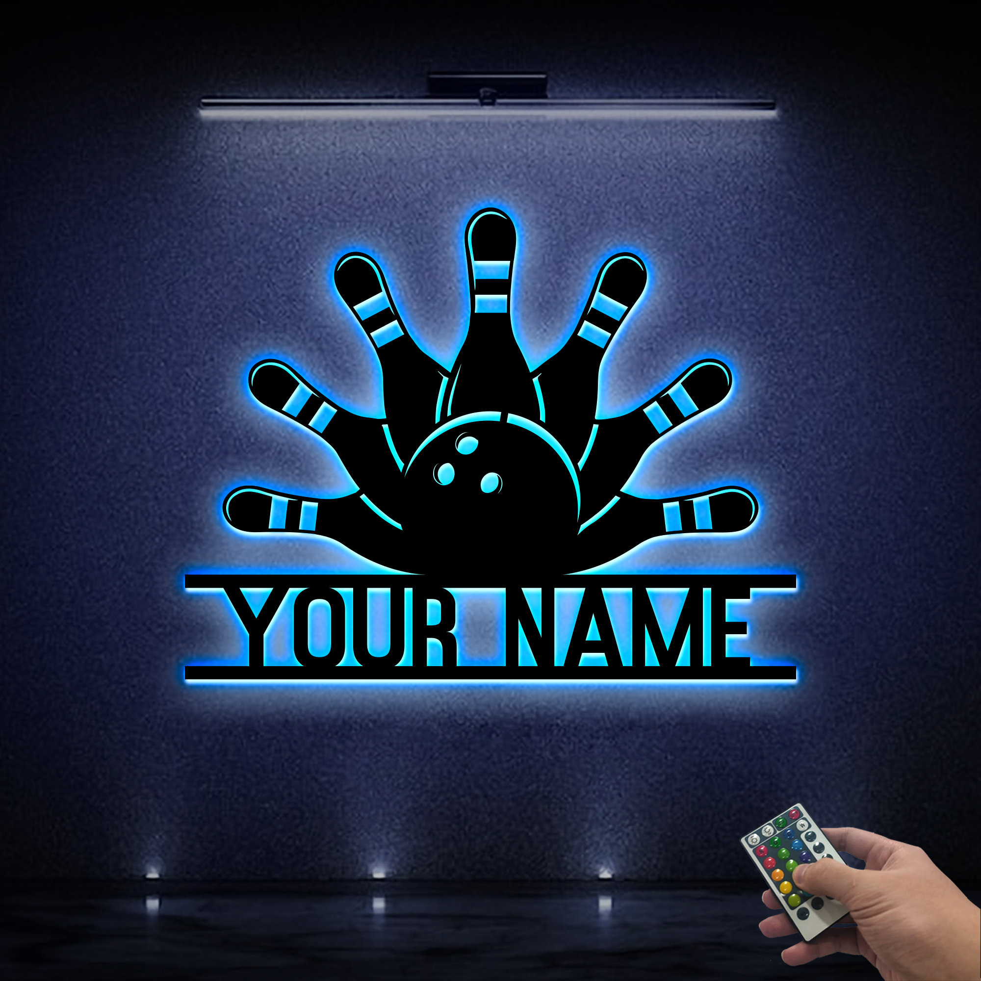 Personalized Bowling Metal Wall Art With Lights Custom - Etsy