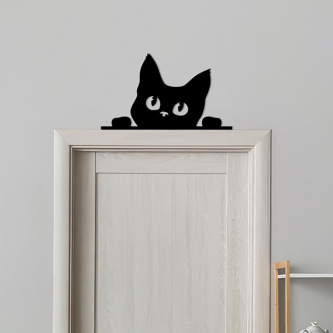 Cat Door Topper, Black Cat Metal Sign, Over the Door Sign, Metal Cat ...