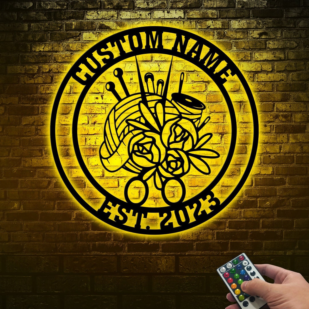 Custom Metal Crochet Sign With Led Light, Crochet Lover Gift, Craft ...