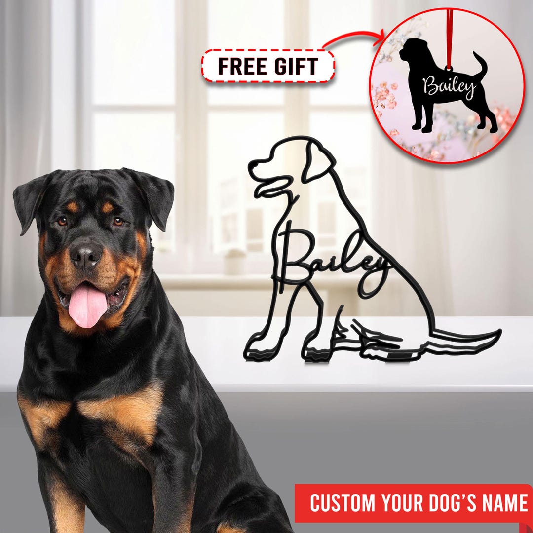Rottweiler Sitting Metal Table Sign, Rottweiler Minimalist Sculpture ...