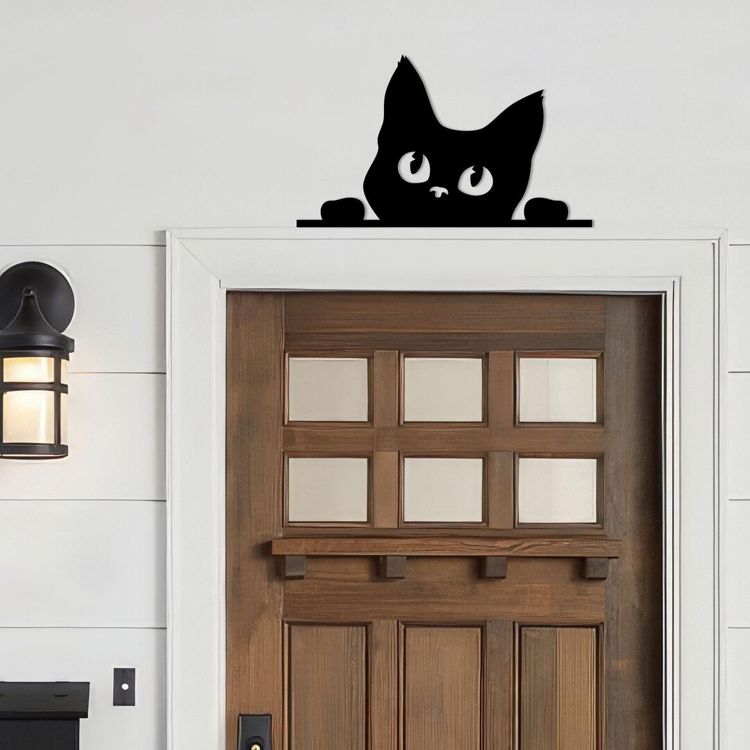 Cat Door Topper, Black Cat Metal Sign, Over the Door Sign, Metal Cat ...