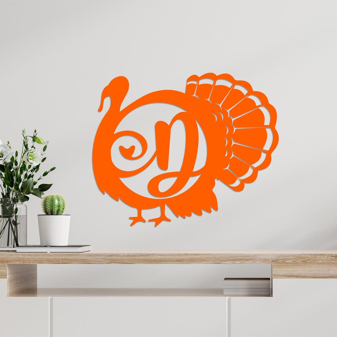 Turkey Monogram Custom Metal Sign, Thanksgiving Wall Decor, Turkey Door ...