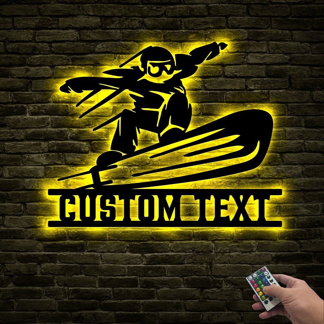 Personalized Snowboarding Metal Wall Art With LED Lights - Etsy