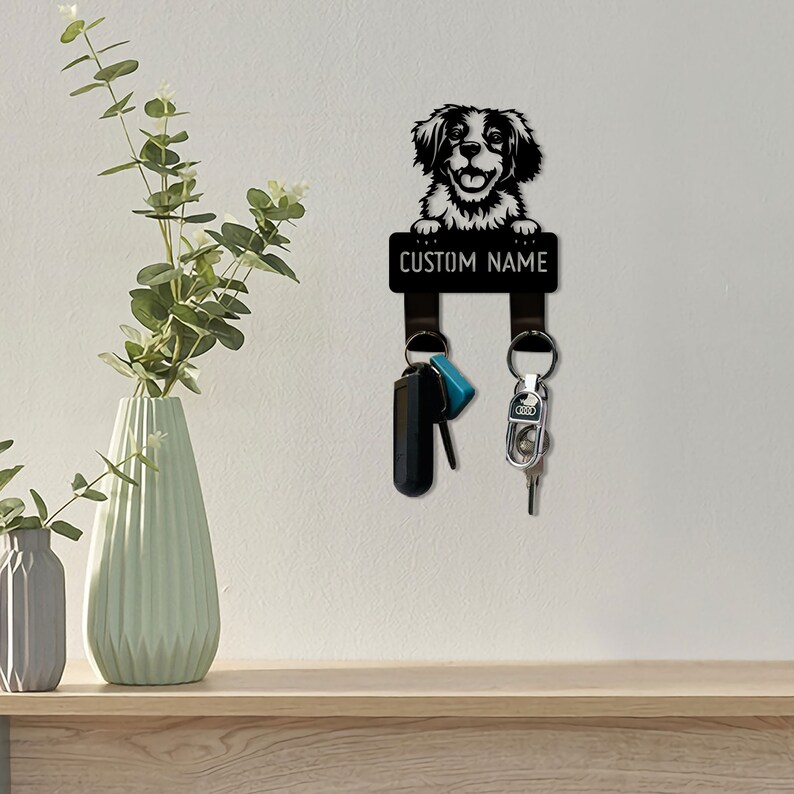 Brittany Dog Key Holder, Stainless Steel Metal Leash Hanger - Etsy