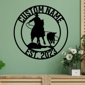 Custom Metal Cowboy Roping Sign With Led Light, Calf Roping Wall Art ...