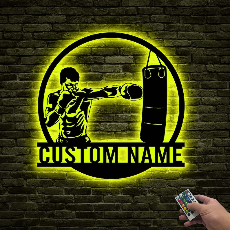 Custom Man Boxing Sign Metal Wall Art Led Light Boxing Gifts - Etsy