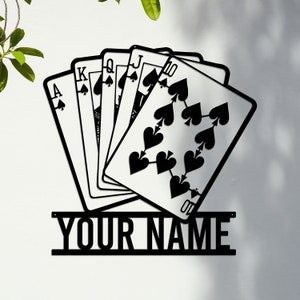 Personalized Poker Metal Wall Art With Lights, Gift for Poker Lover ...