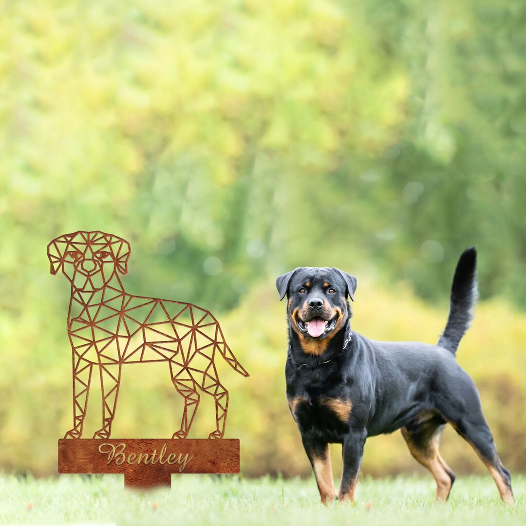 Rusty Rottweiler Geometric Garden Stake, Great Dane Rusted Metal Yard ...